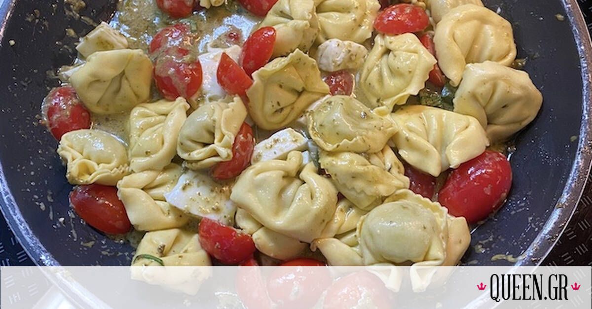 Tortellini mozzarella με πέστο και ντοματίνια - Queen.gr